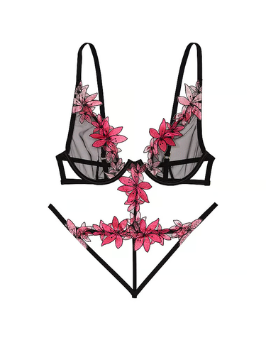Victoria's Secret ziggy floral embroidered unlined teddy S | eBay