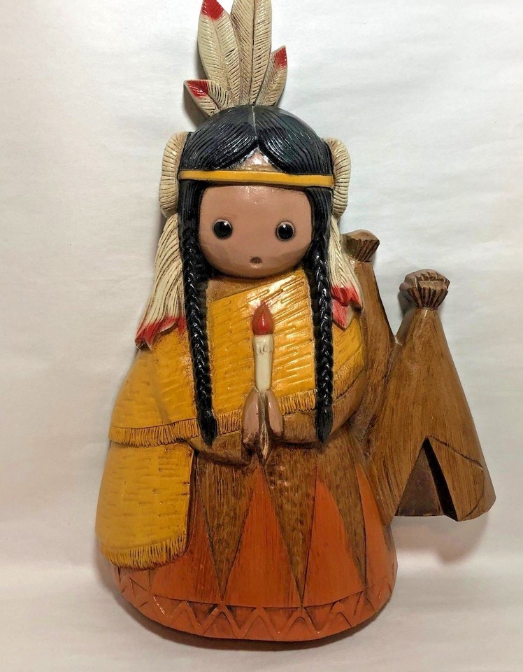 Vintage Native American Indian Girl Plastic Novelty Wall Hanging Figure ...