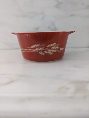 VTG PYREX Brown Orange Autumn Harvest Wheat Casserole Baking Dish 473-B ...
