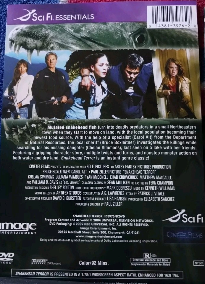 Snakehead Terror DVD Rare OOP Syfy Horror Creature Gore 2004 TV Sci-Fi ...