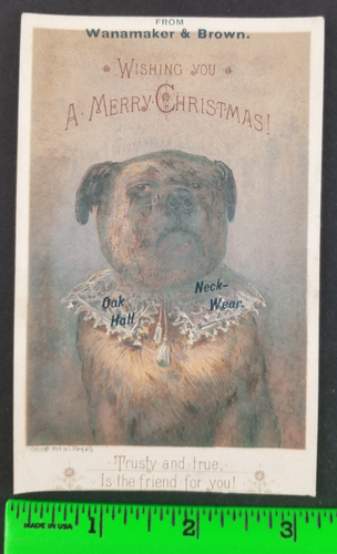 Vintage Merry Christmas Dog Neck Wear Wanamaker Trade Card | eBay