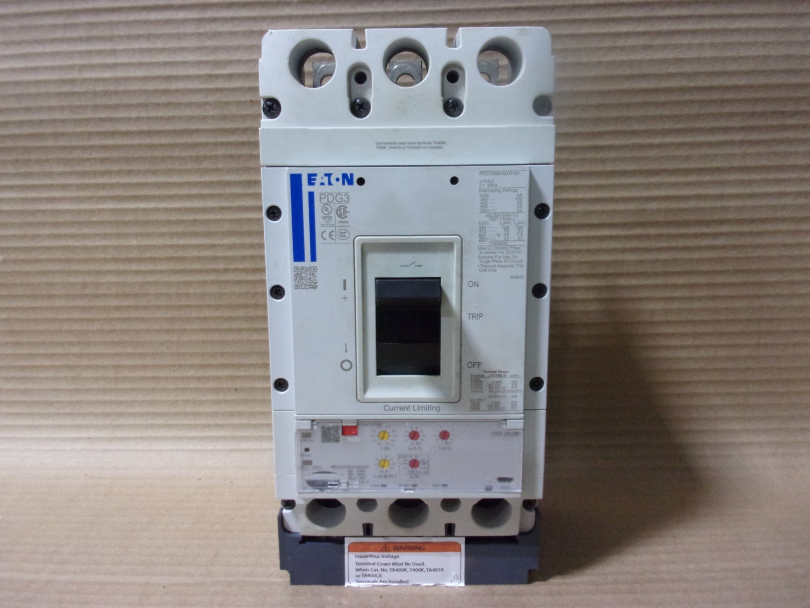 NEW Eaton PDG PDG3 PDG33M0400TFAN 3 Pole 400 Amp 600V Circuit Breaker ...