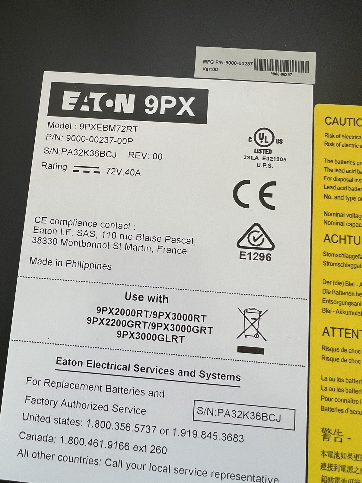 Eaton Extended Battery Module (9PXEBM72RT) for sale online | eBay