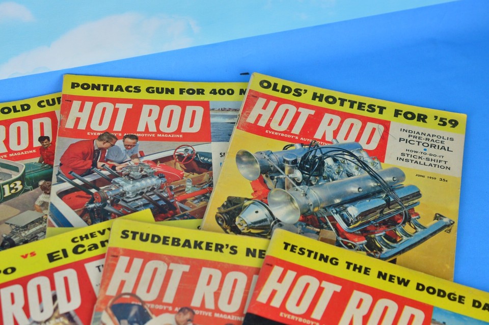Hot Rod Magazines 10 Issues Vintage 1959 Complete Rough Mags Bad Covers ...