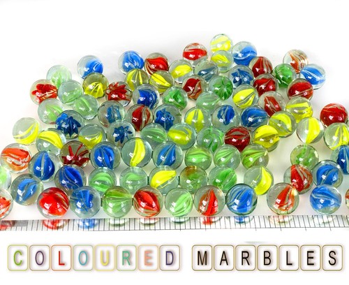 12 Multi Coloured Glass Marbles Assorted Kids Gift Classic Toy Vintage ...