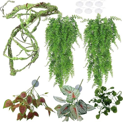 Reptile Tank Accessories, Terrarium Plants Artificial Decor for Snake ...