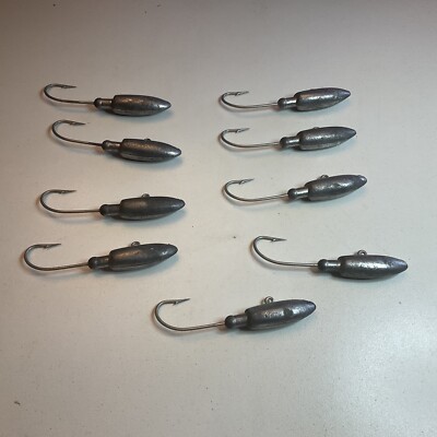 1 1/2 Oz. Spire Head Unpainted Jig Heads 6/0 Mustad Hooks Lot Of 9 Free ...