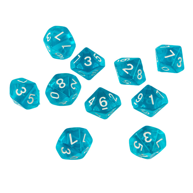 10PCS 10-Sided 0-9 Transparent Digital Dice Teaching Dice Teaching Tool ...