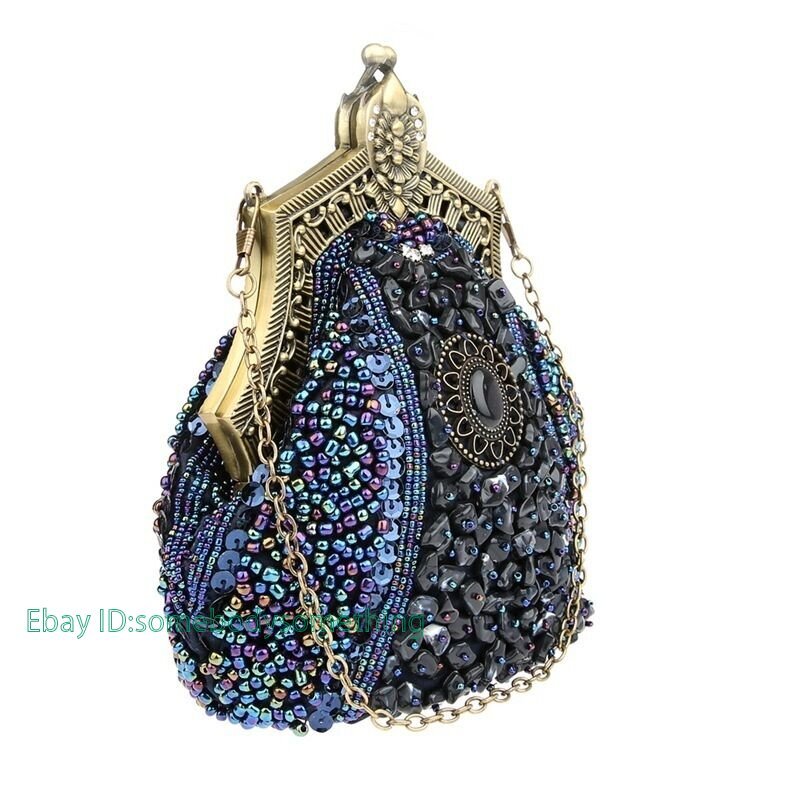 Vintage Women's Beaded Purse Stone Handbag Elegant Dinner Bag | eBay