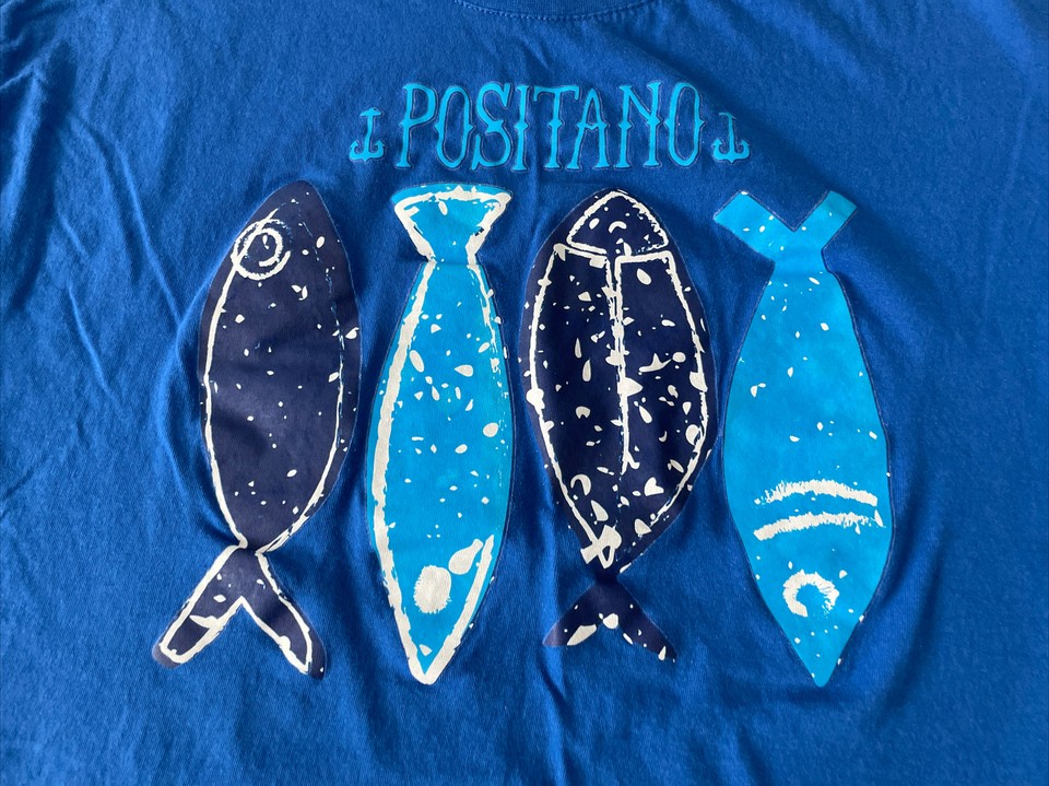 Frame Italy Positano Italy Fish Blue T-Shirt Mens Large | eBay
