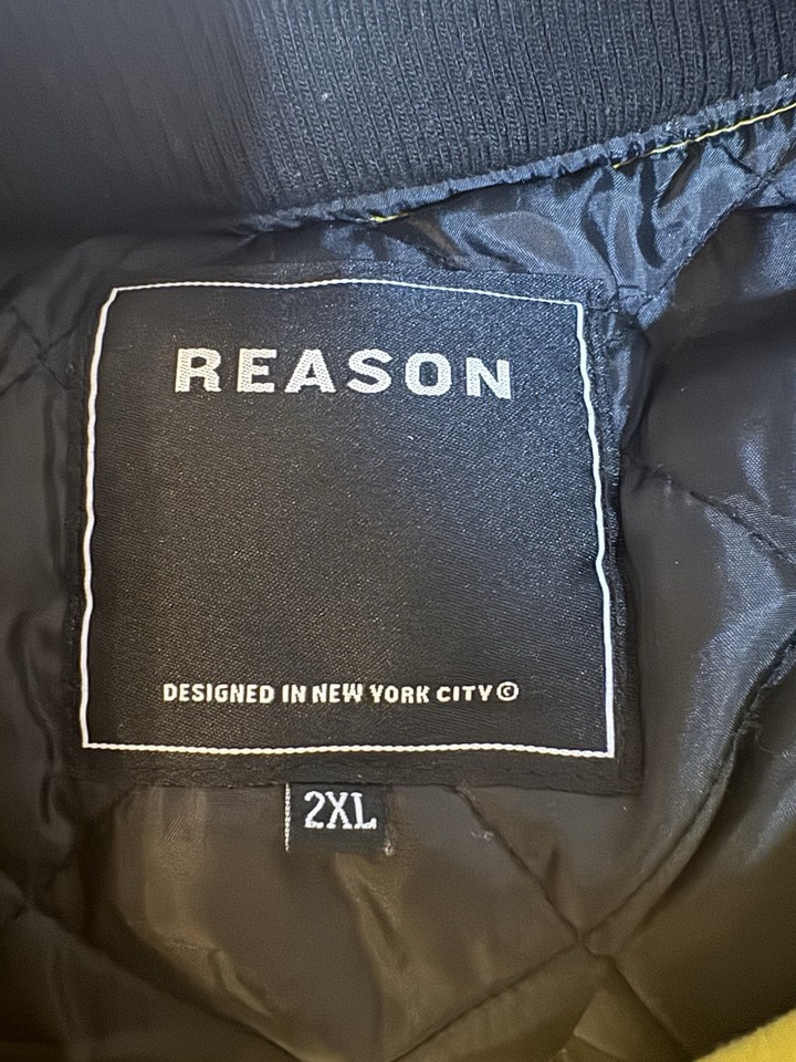 Reason Varsity Jacket 2XL Yellow Black Patch Bomber NYC Streetwear Rare | eBay