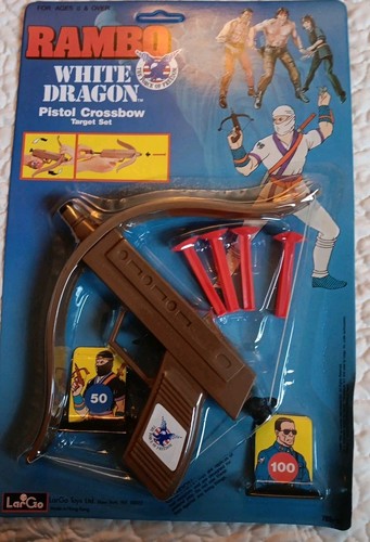 1986 Rambo White Dragon Pistol Crossbow Target Largo Toy Set Sealed | eBay