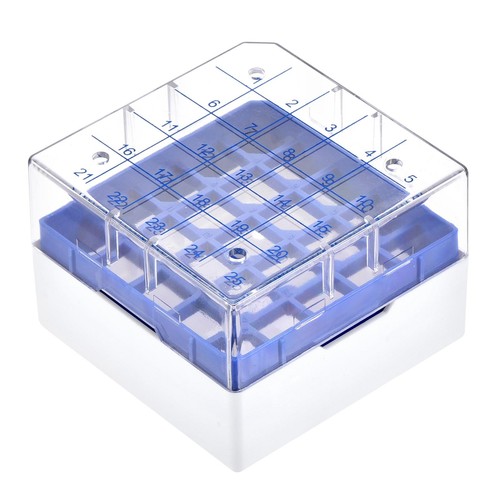 Freezer Tube Box 25 Places Rack for 1.8/2ml Microcentrifuge Tubes, Blue ...