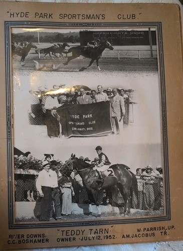 Vintage 1952 Horse Race Track Photograph Jockey Etc Photo River Downs ...