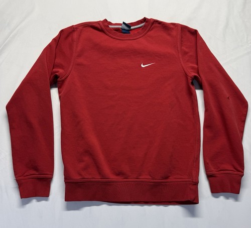 Nike Sweatshirt Small Red Crewneck Fleece Pullover Small Swoosh ...
