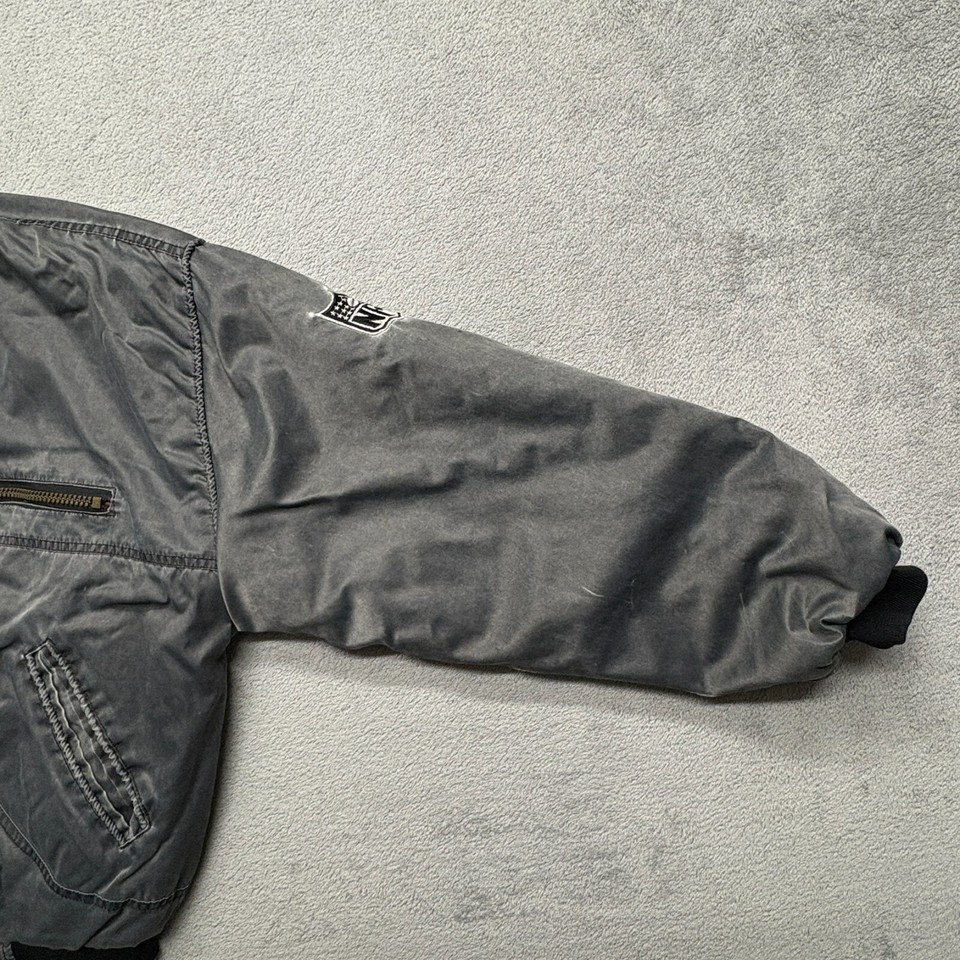 Vintage Los Angeles Raiders Bomber Jacket Nutmeg Mens Medium Gray NFL ...