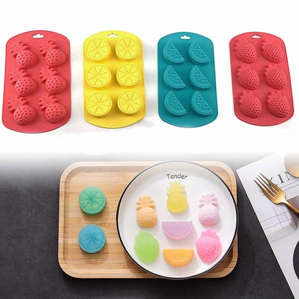 Fruit Shaped Silicone Mold 6 Cavities Candy Cake Mold for Fondant ...