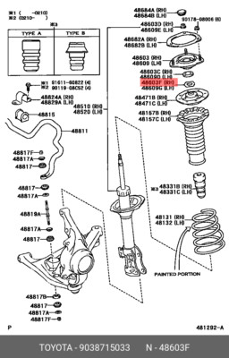 OE spacer for front suspension support right, 9038715033 for TOYOTA ...