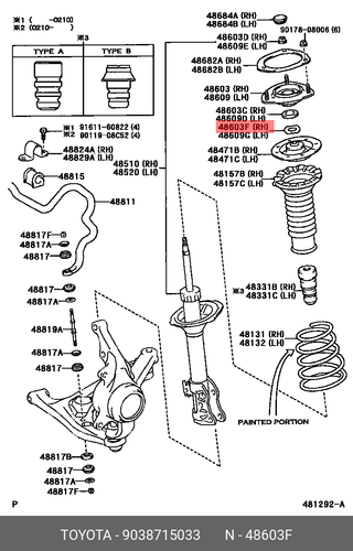 OE spacer for front suspension support right, 9038715033 for TOYOTA ...