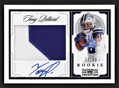 2019 Panini National Treasures Tony Pollard Rookie Card Patch Auto RPA ...