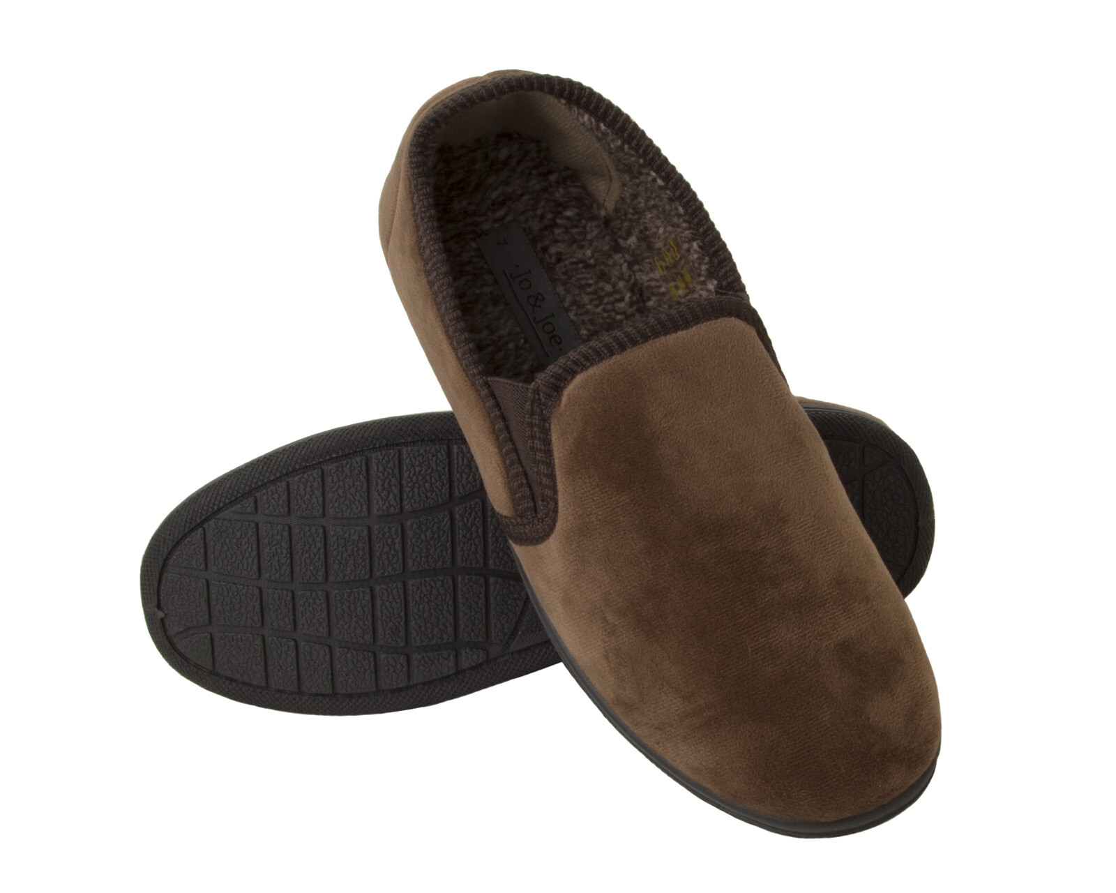 MENS JO & JOE COMFY SOLID FUR WARM FUR LINED GENTS INDOOR FULL SLIPPERS ...