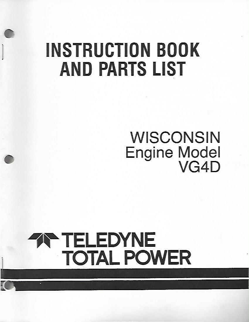 WISCONSIN ENGINE MODEL VG4D INSTRUCTION BOOK AND PARTS LIST | eBay