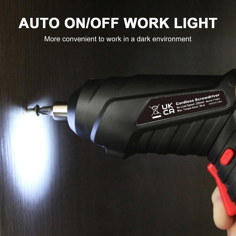 3.6V Cordless Electric Screwdriver Set USB Charging 3Nm Screw Gun with ...