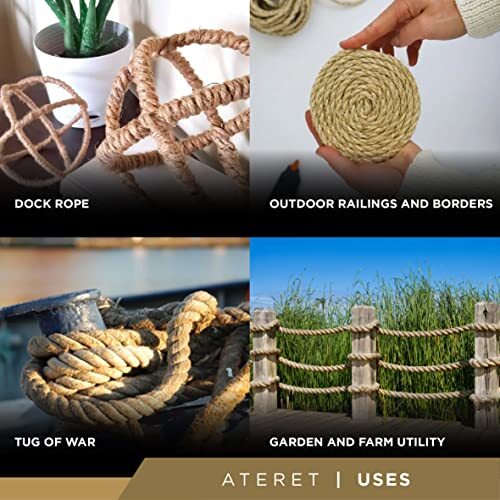 Twisted Manila Rope I 3 Strand Natural Fiber Rope I 1/4 inch x 600 feet ...