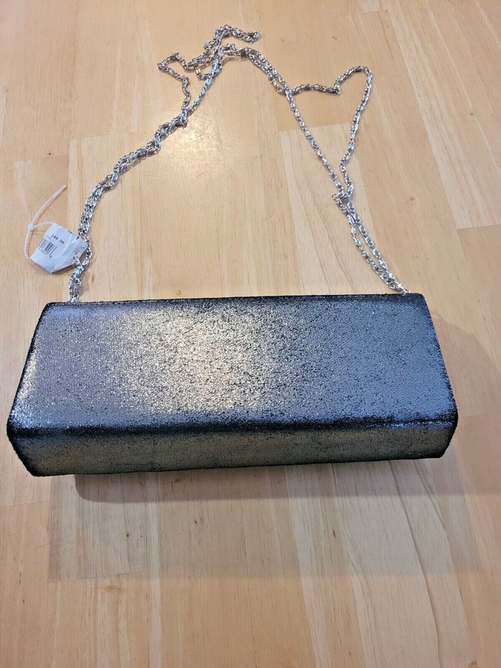 Clutch Hand Bag Purse Sequin Gunmetal Gray Evening with detachable ...