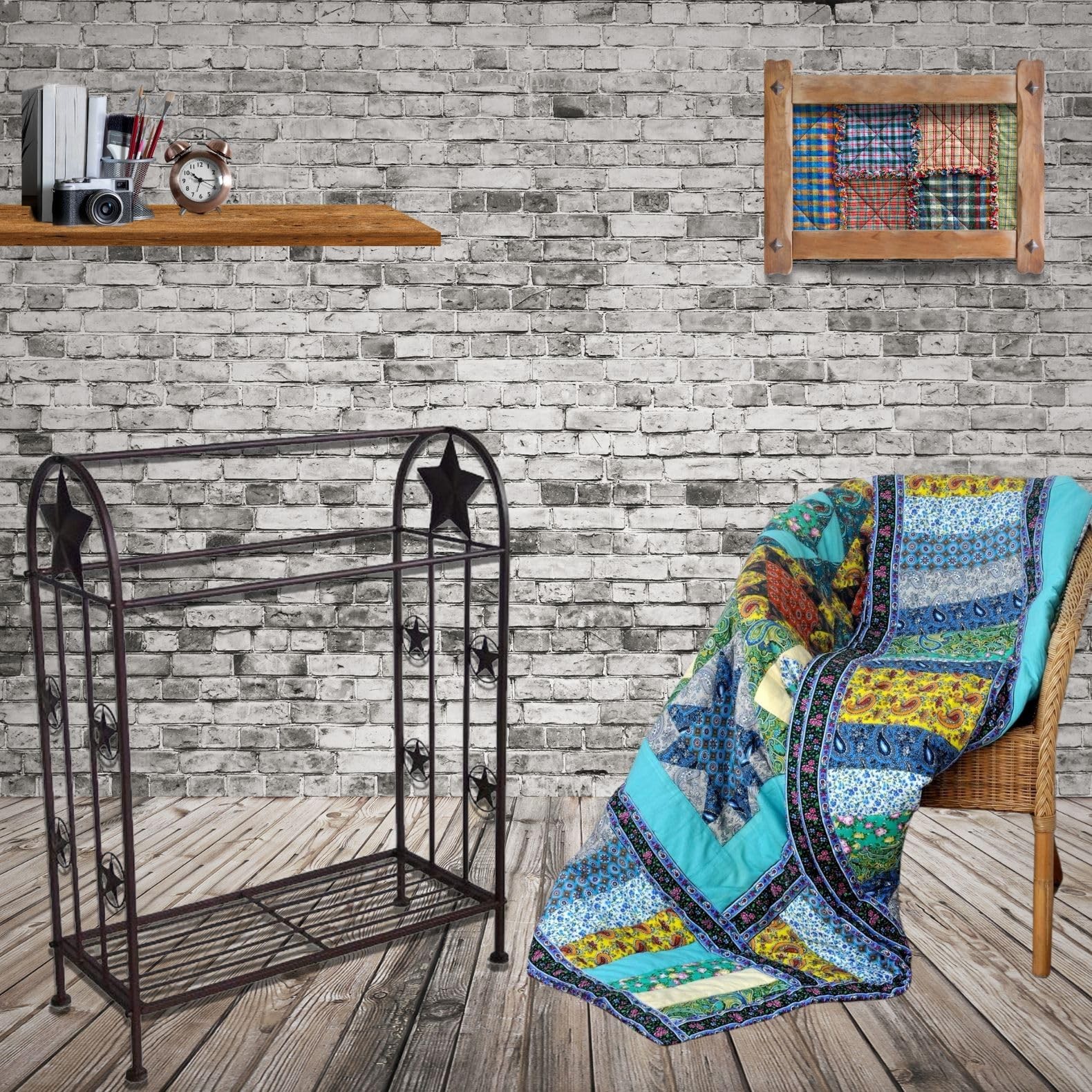 Rustic Western Metal Quilt Rack – Free-Standing with Star Design | eBay
