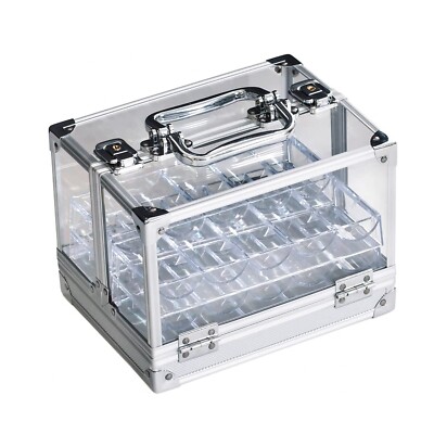 600ct Acrylic Poker Chip Case. Casino Poker Chips Carrier w/6 Chip Rack ...