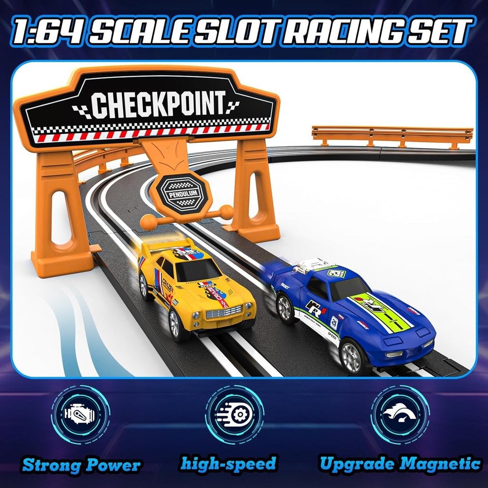 Slot Car Race Track Set Electric Powered Race Track Dual Racing Car ...