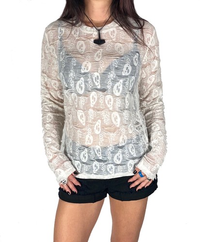 TRIPP GOTHIC PUNK METAL EMO GOTH FISHNET NET SKULL LONG SLEEVE TOP ...