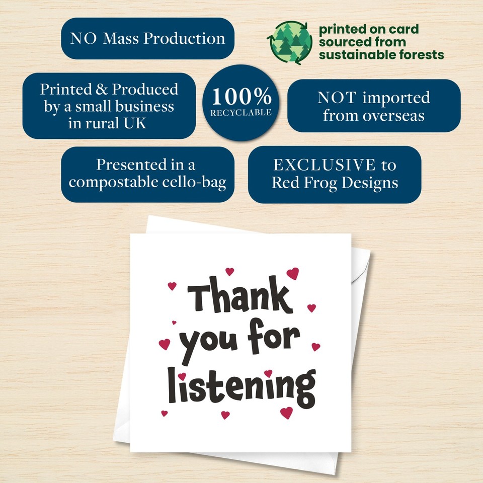 Thank you for listening Card - Appreciation Card friendship notes ...