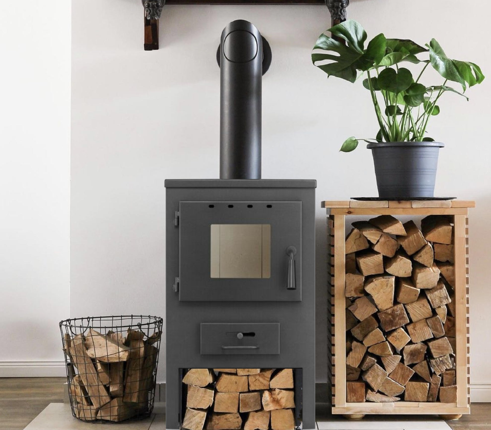 9.7kW log burner stove fire free standing multifuel garage shed cave ...