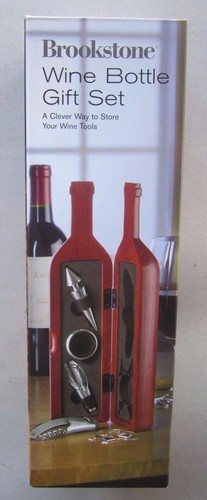 Brookstone Wine Bottle Gift Set Tools Stopper Pourer Corkscrew Drip ...