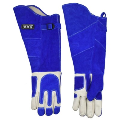 55cm Long Anti Sparks Cowhide Welding Gloves Anti Scratching & Bite Pet ...