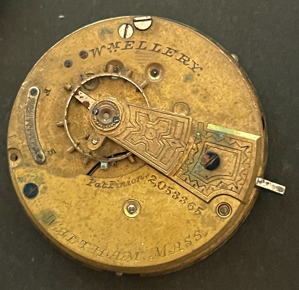 Antique 1883 Waltham WM Ellery 1877 Pocket Watch Movement Parts/Repair ...
