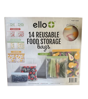 ELLO REUSABLE FOOD STORAGE BAGS 14 PACK UNOPENED BRAND NEW | eBay
