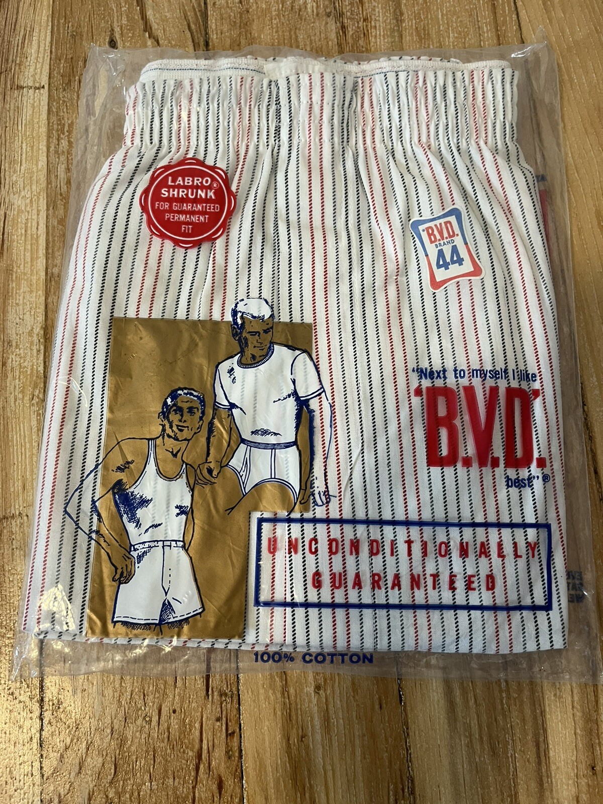 Vintage 50s 60s BVD Mens 44 Underwear New Sealed NOS Boxer Brief Cotton ...
