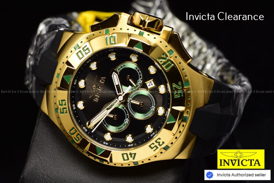 Invicta Mens Excursion 50mm Chronograph Black Dial Black Silicone Strap ...