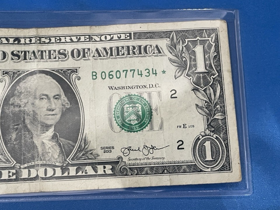 Star Note B06077434*FW Pink Dot On Bottom Number Duplicate 2013 1 ...