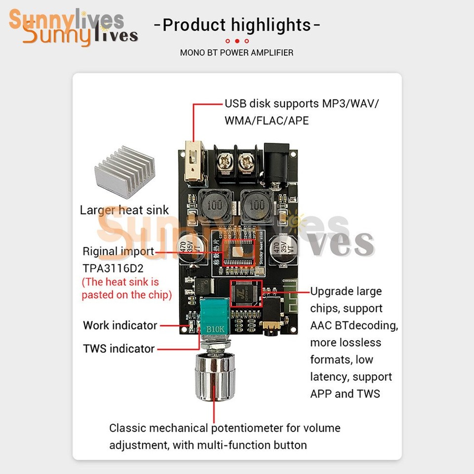 ZK-1001U ZK-1001B ZK-MT21 Bluetooth Power Amplifier Board Mono/ Dual ...