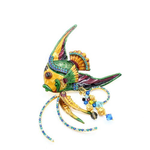 Lunch At The Ritz AngelFish Brooch With Moving Parts And Rhinestones # ...