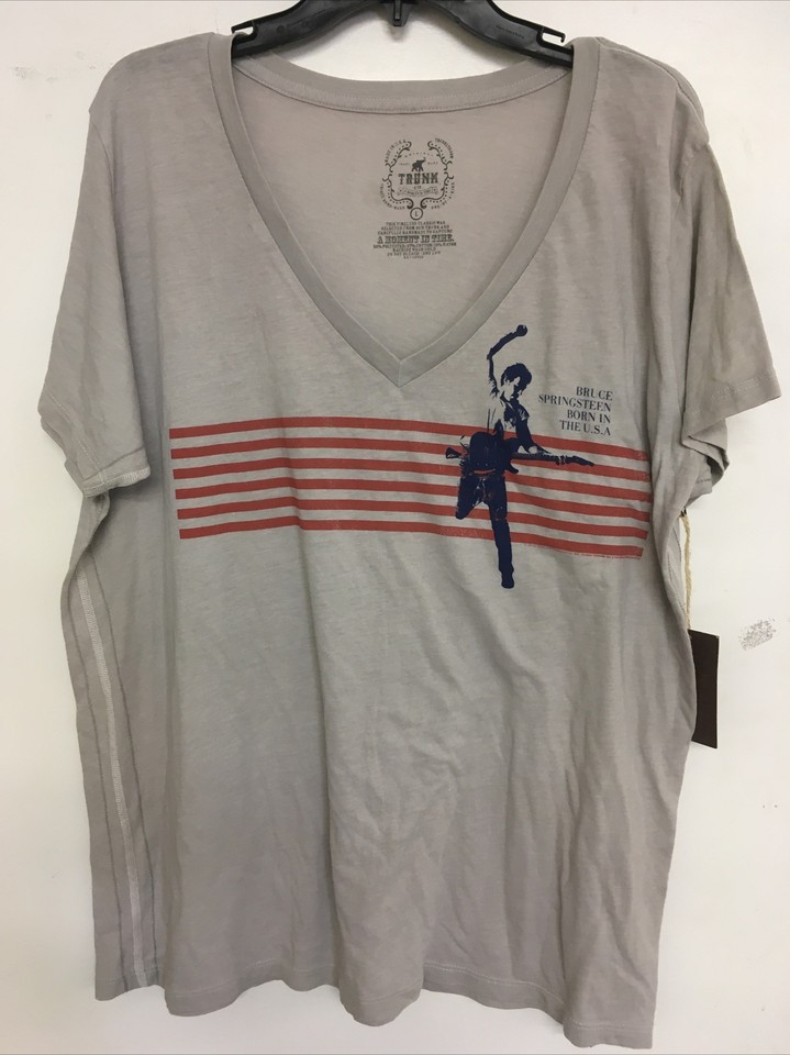 TRUNK LTD Women's Bruce Springsteen Born In The USA v neck gray Graphic ...