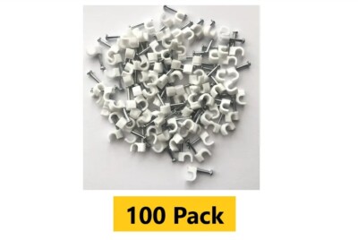 4mm Bell Wire Round White Cable Clips with Fixing Nails Wire Clips 100 ...