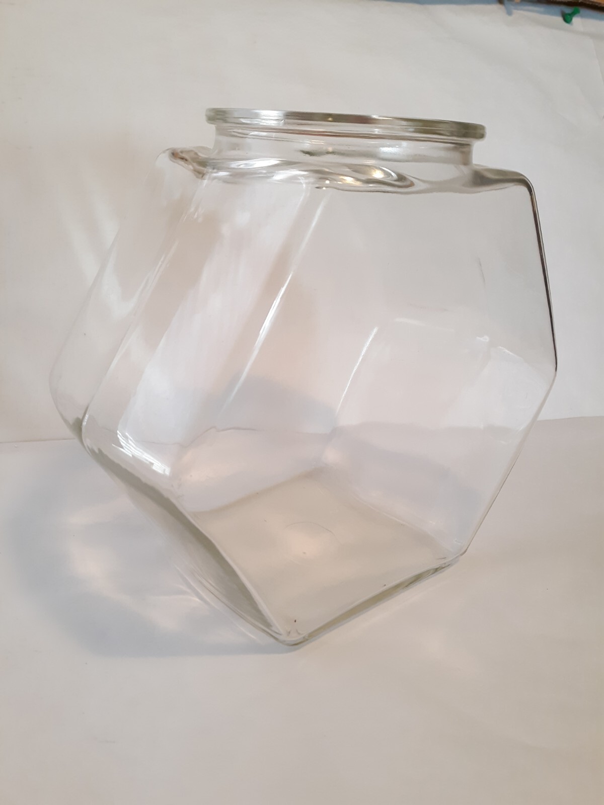 Clear Hexagon Shaped Glass Gold Fish Bowl Vase 9" Six Sided Aquarium ...