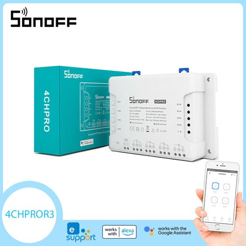 SONOFF 4CH Pro R3 Wi-Fi Smart Switch 4-Channel Wireless RF APP Remote ...