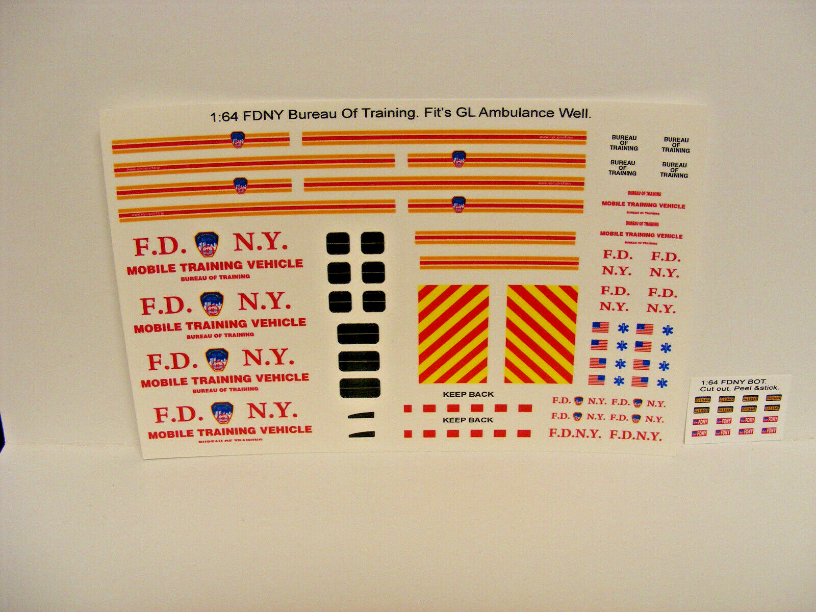FDNY Bureau of Training 1:64 Water Slide Decals Fits GL Ambulance or ...