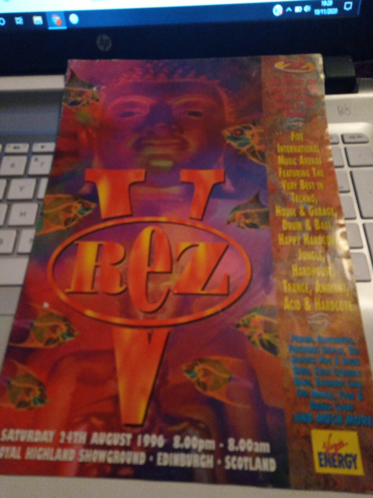 & REZ REZERECTION Rave Flyer Flyers 24/8/96 A3 Royal Highland Centre ...